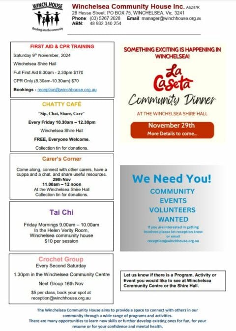 Winch House What's On (31-Oct-2024) - Winchelsea Community House